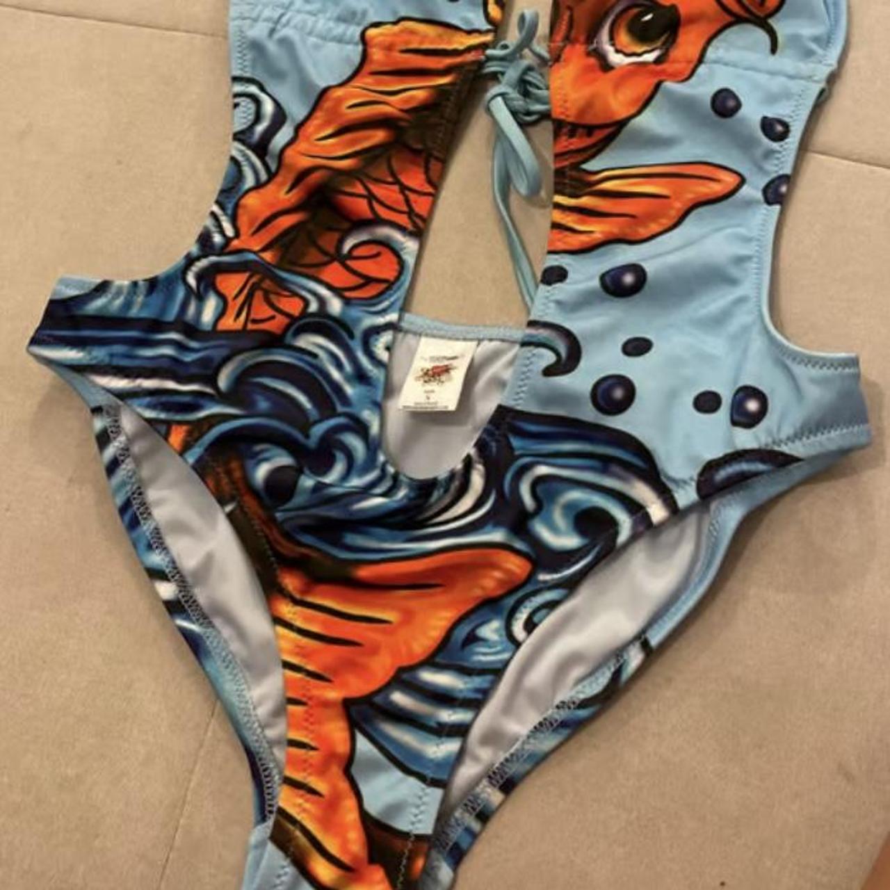 Ed Hardy One Piece Swimming Suit Great Condition!... - Depop
