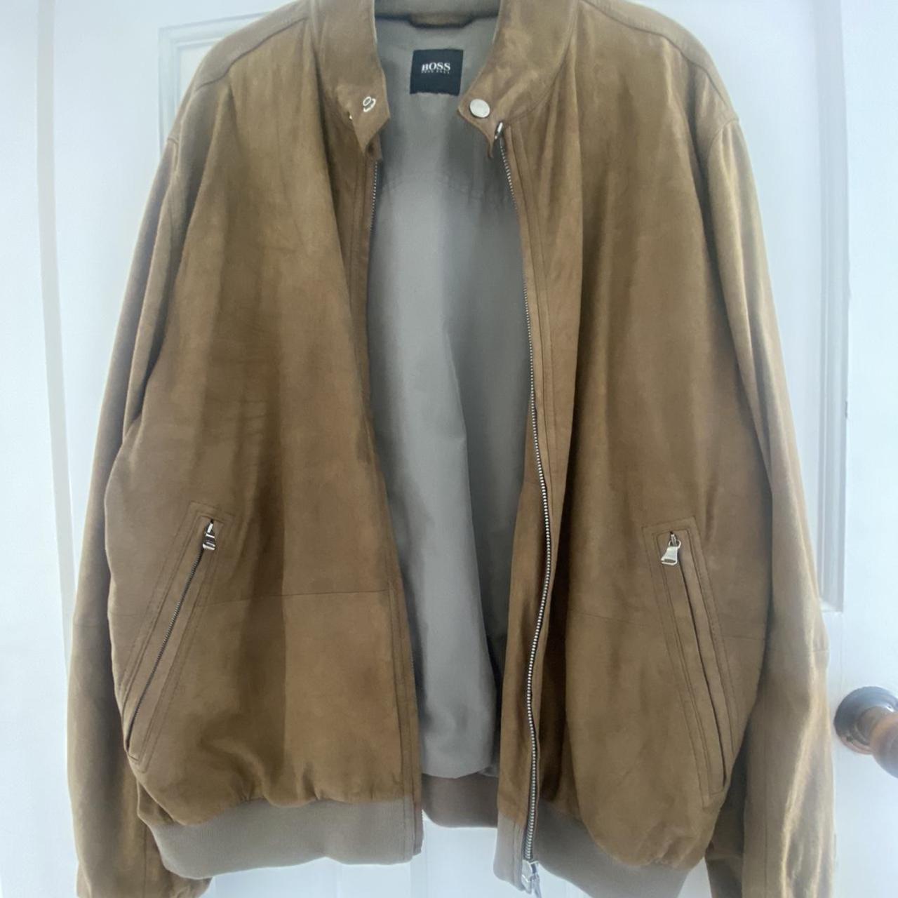HUGO BOSS SUEDE BOMBER JACKET - fits like a size... - Depop