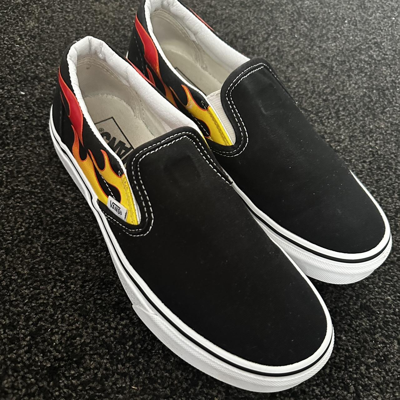 Slip on Vans - flame design/pattern •Size UK... - Depop