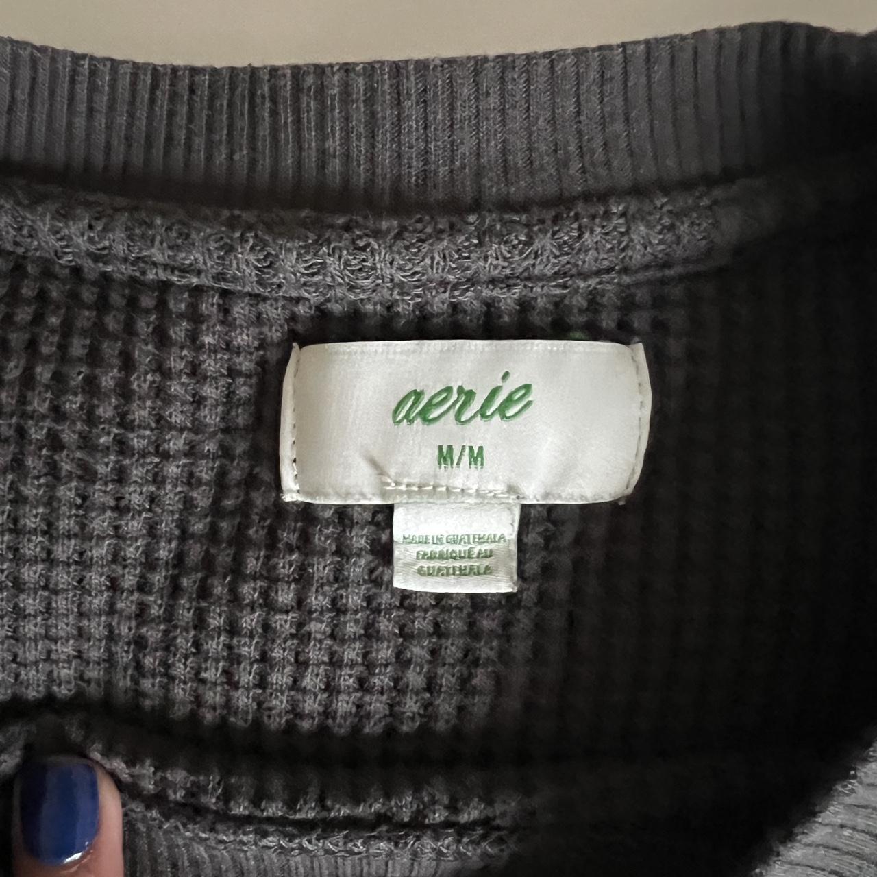 grey aerie waffle sweater size medium - Depop