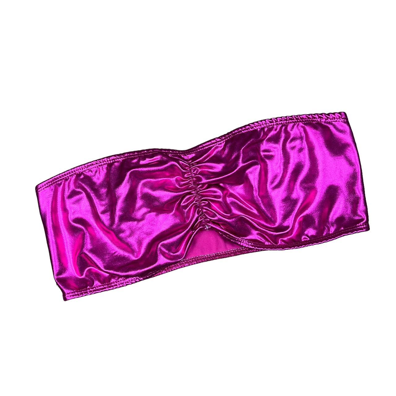 Vintage Metallic Pink Bandeau incredible 90s... - Depop