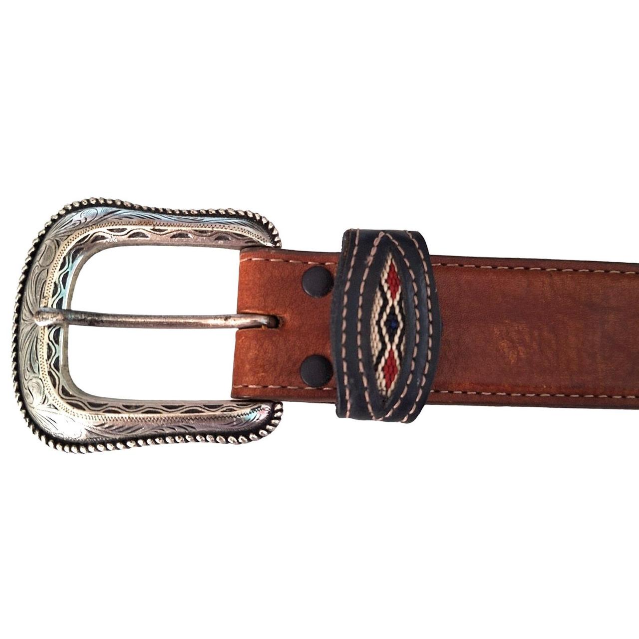 Wrangler Belt Mens 42 Leather Western Cowboy Rodeo... - Depop