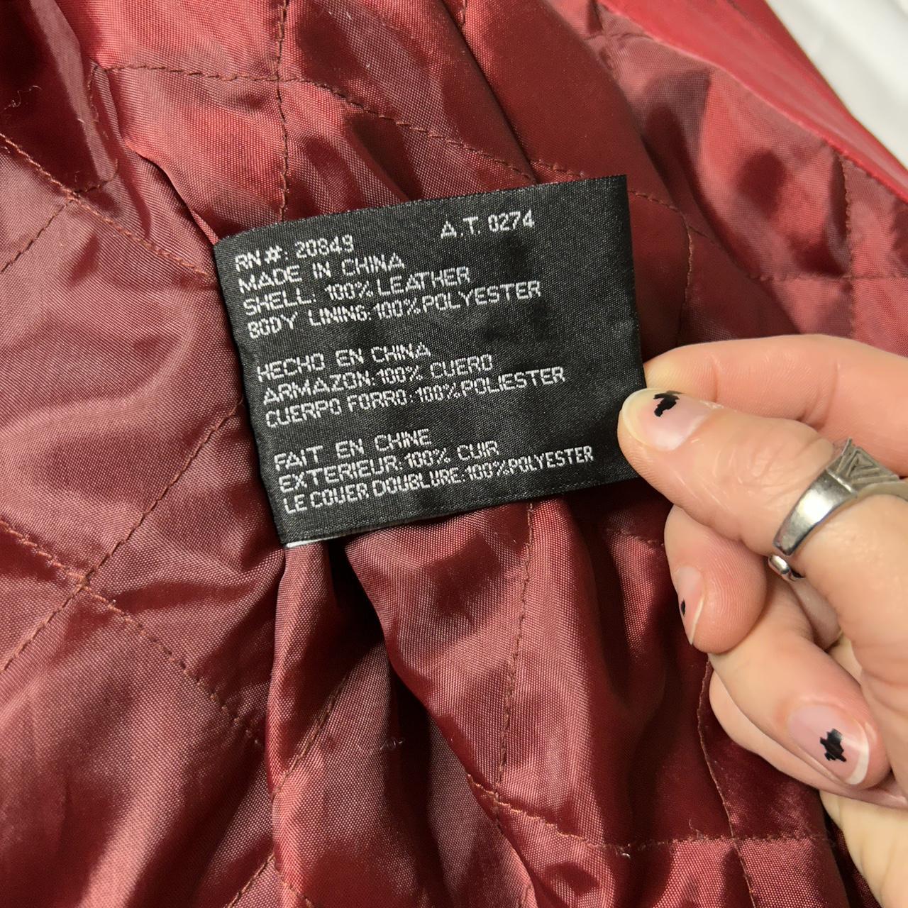 excelled collection red leather jacket zip up... - Depop