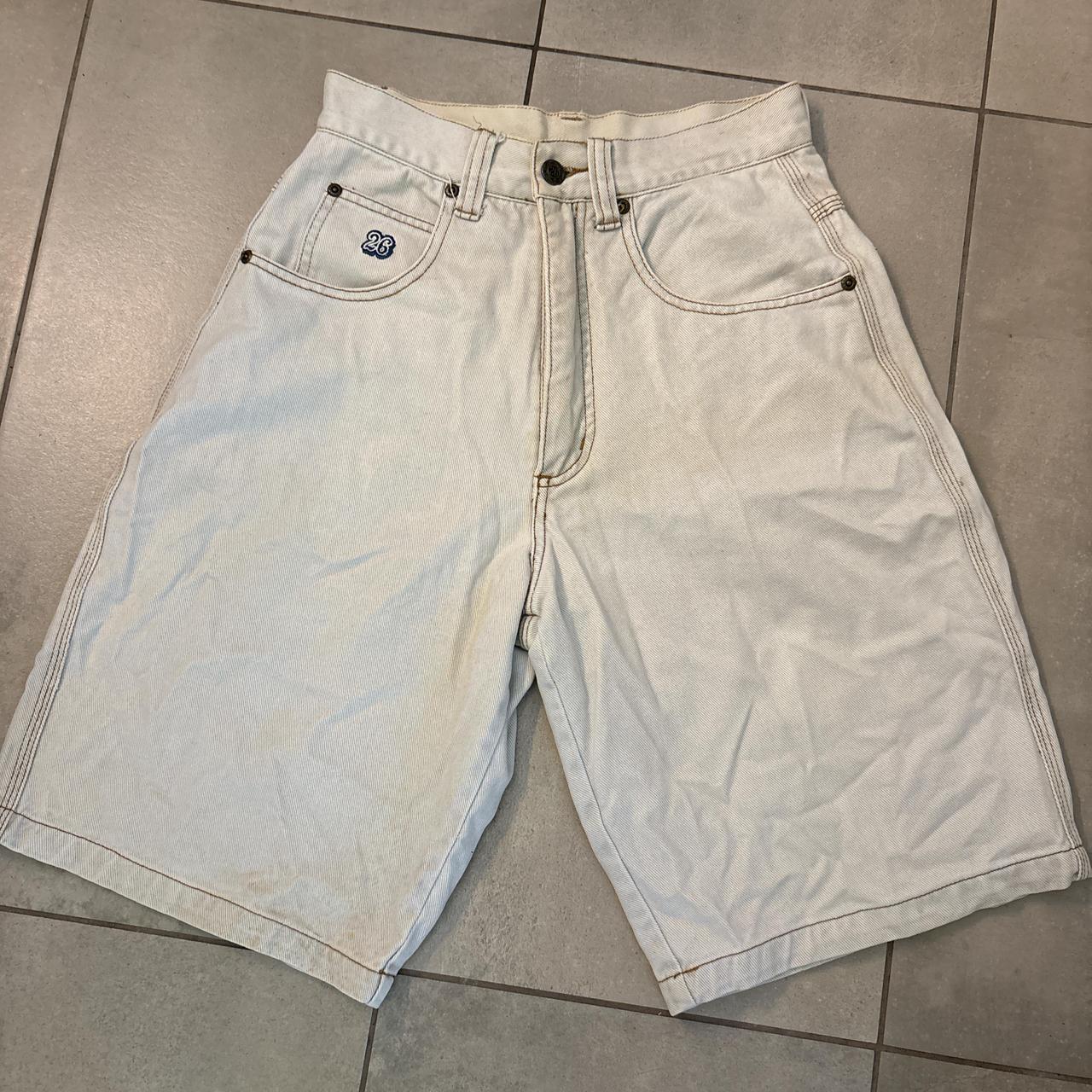 90s Vintage White Denim Jorts beautiful cream /... | Depop
