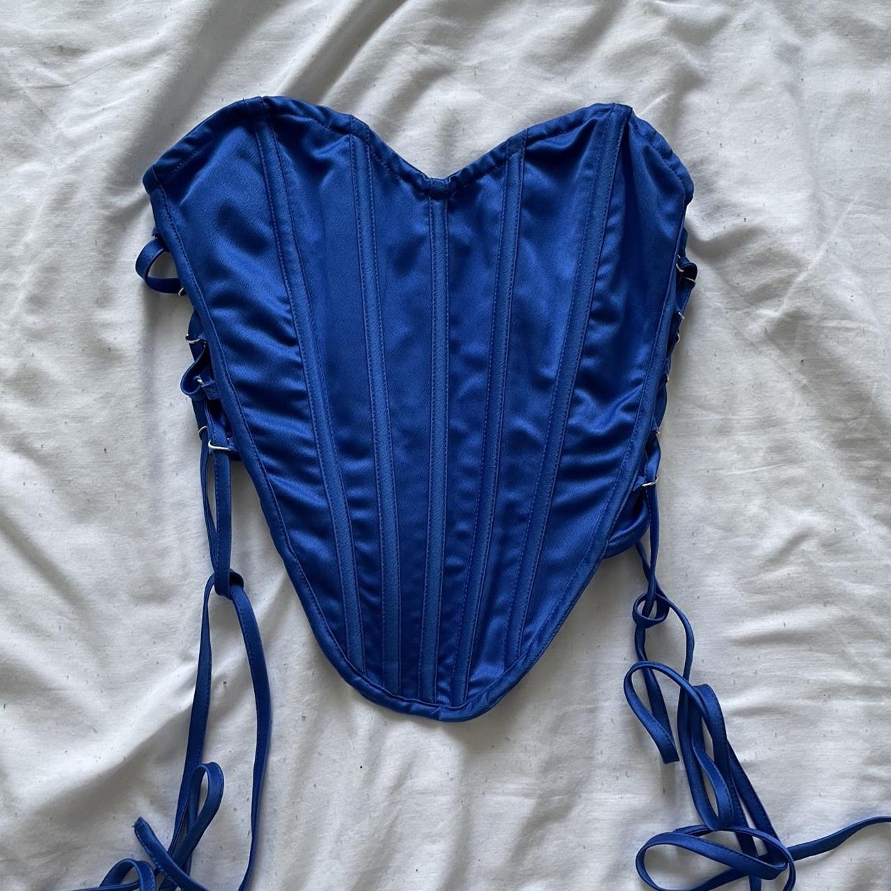Prettylittlething electric blue corset with... - Depop
