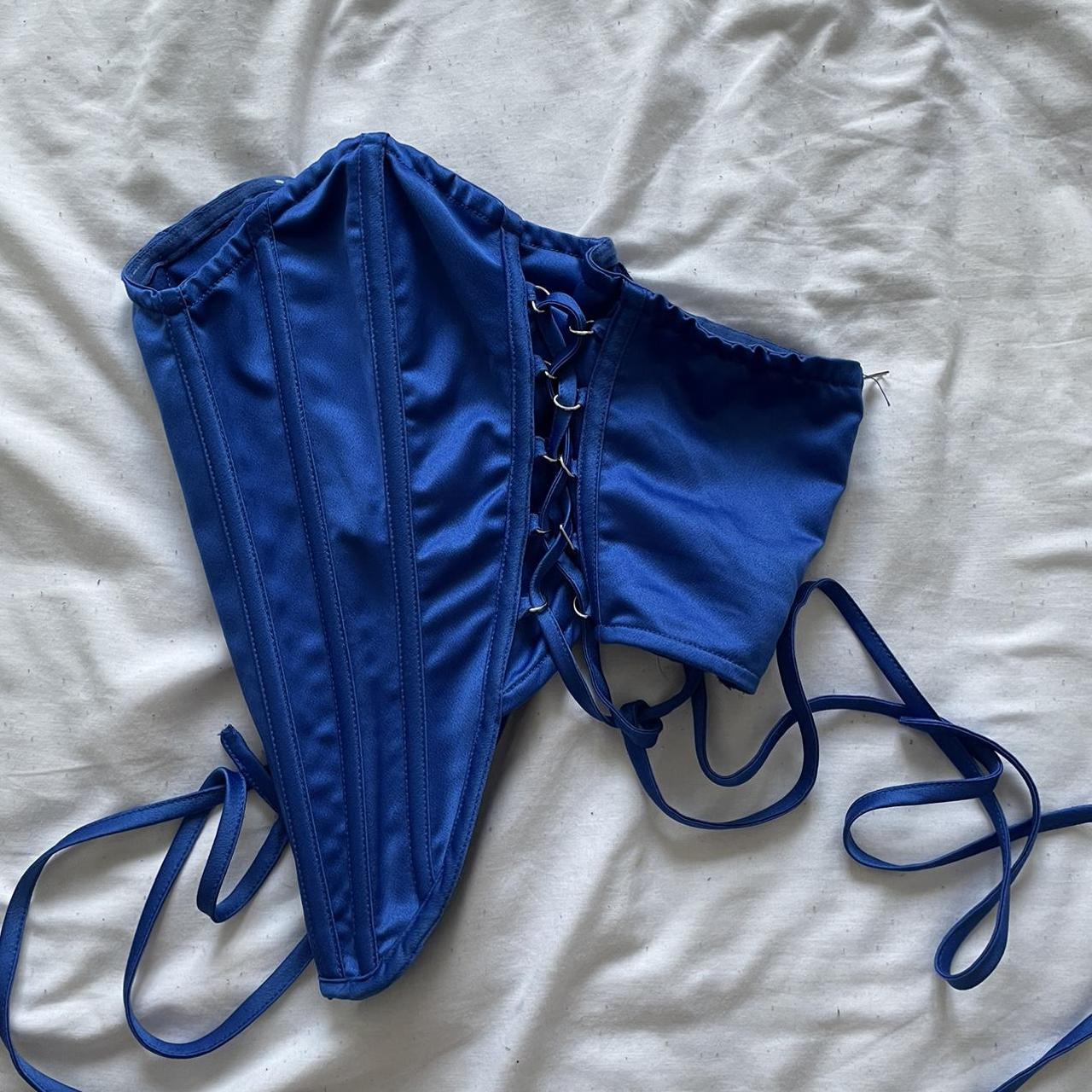 Prettylittlething electric blue corset with... - Depop