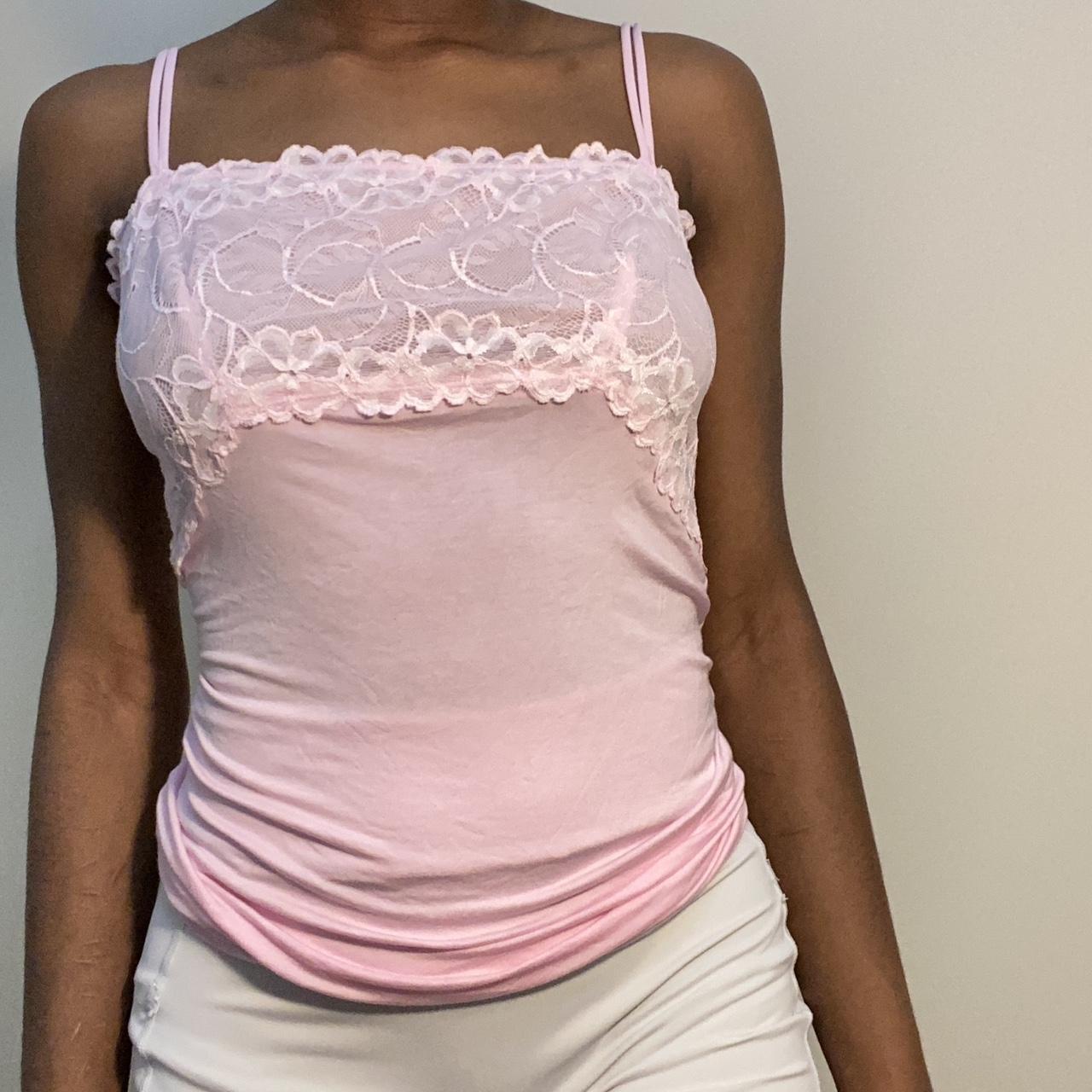 Baby pink Lace Top Bust 33 waist 26 Hips 35 Height 5’5 - Depop