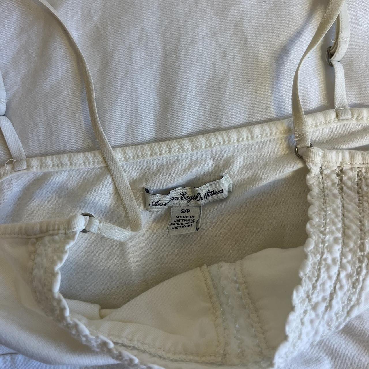 vintage american eagle white cami top lace detailed... - Depop