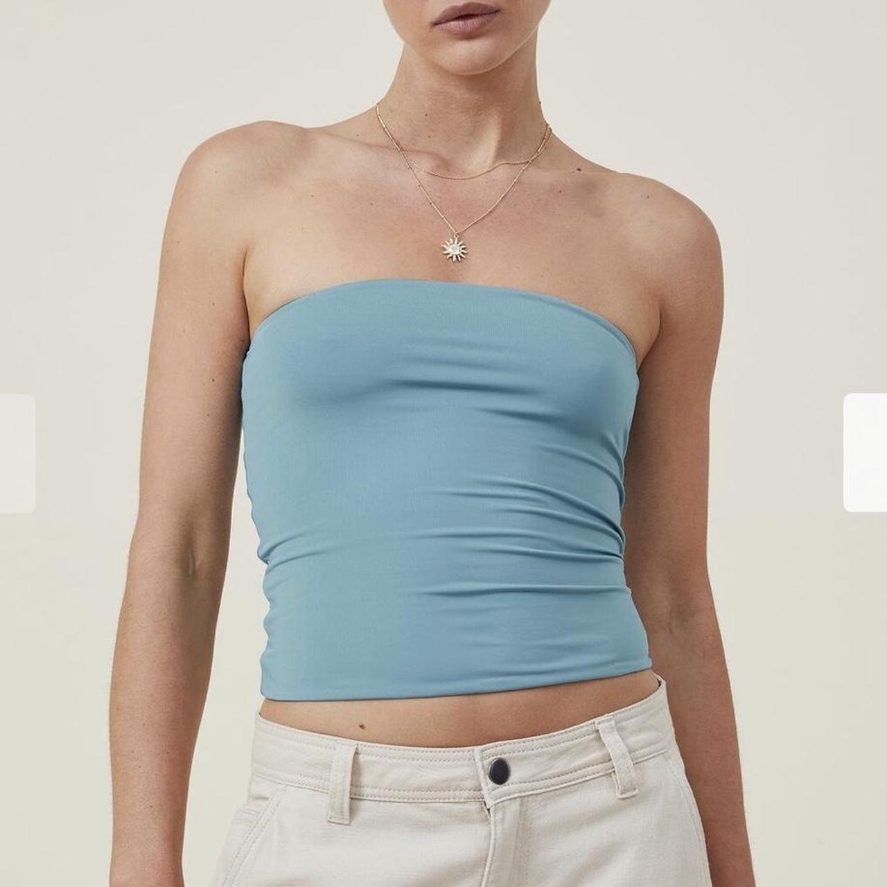 Cotton on blue tube top sculpted Fabric is like... - Depop