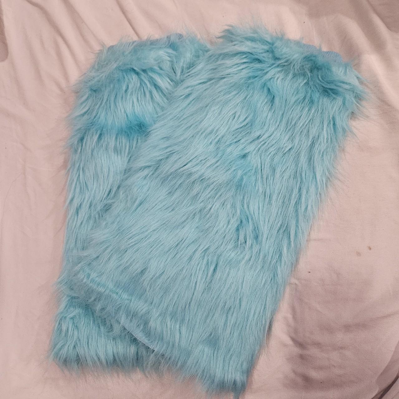Light Blue Fuzzy Leg Warmers 💙 Never worn!... - Depop