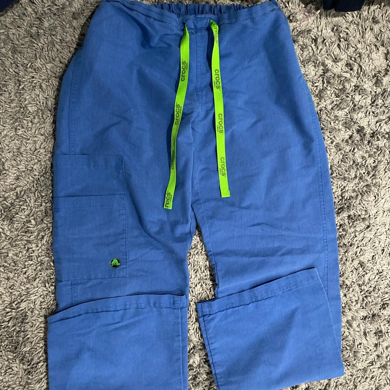 Crocs blue scrubs with lime green accents Size small... - Depop