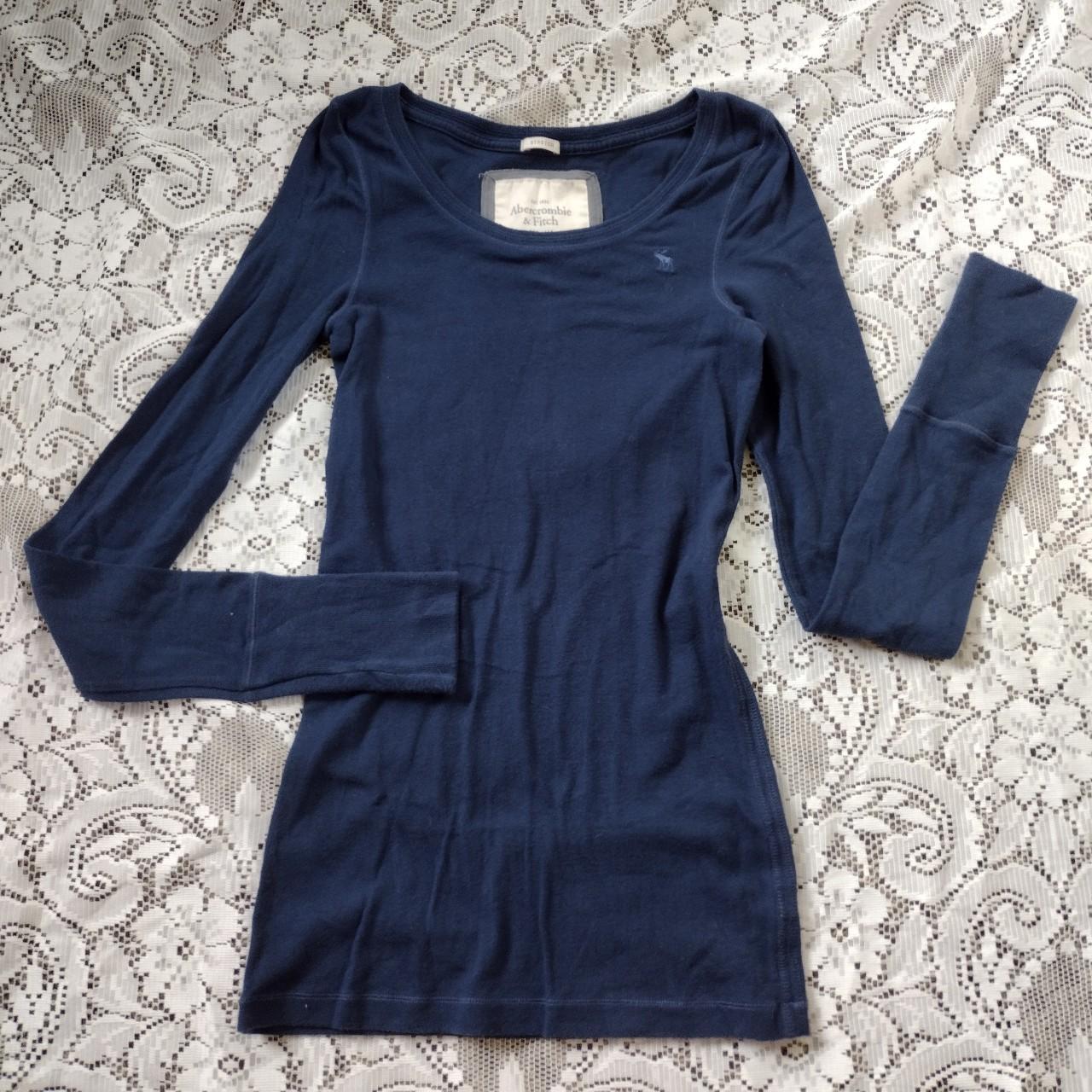 Navy blue Abercrombie and Fitch Henley style long... - Depop