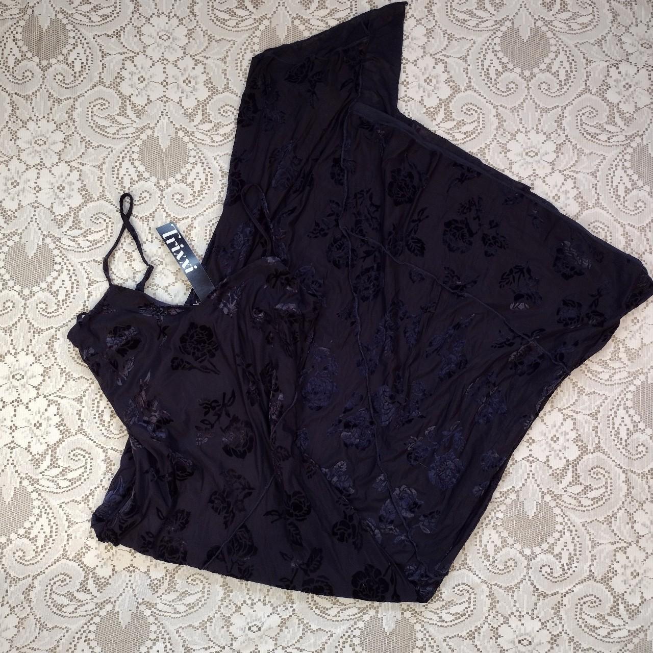 navy blue sexy 90s romantic goth maxi dress with... | Depop