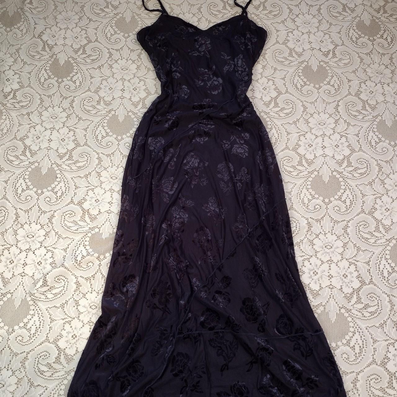 navy blue sexy 90s romantic goth maxi dress with... | Depop