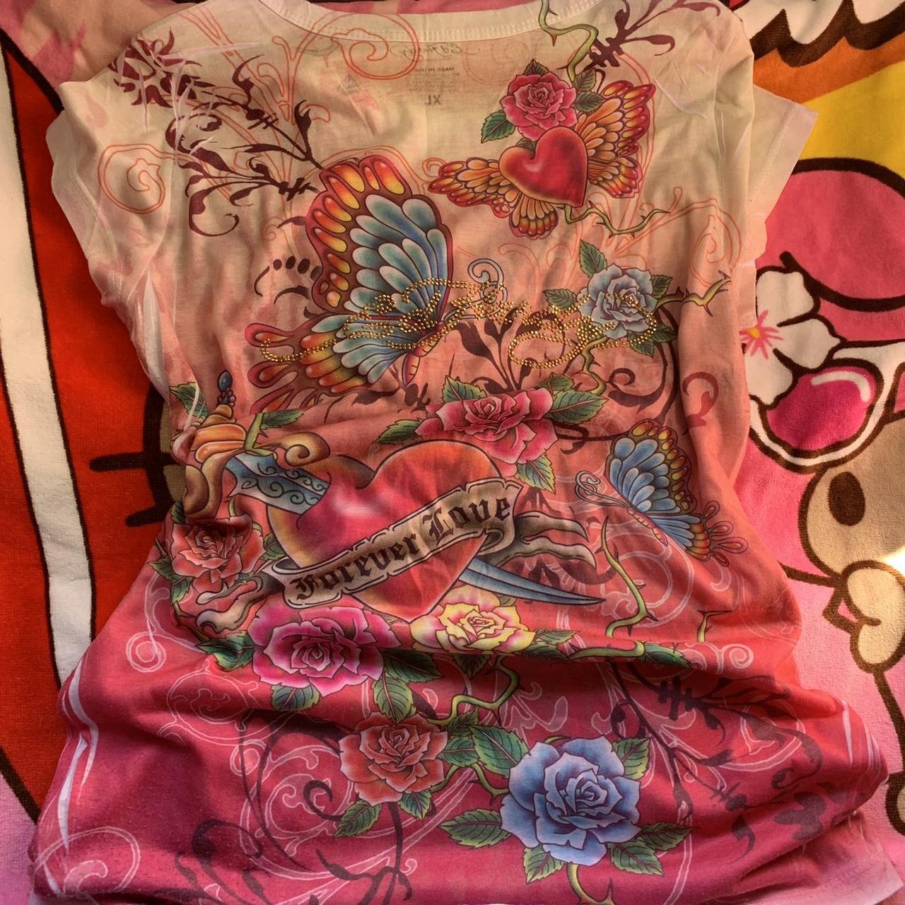 Y2K Ed hardy top - very good condition - size XL... - Depop