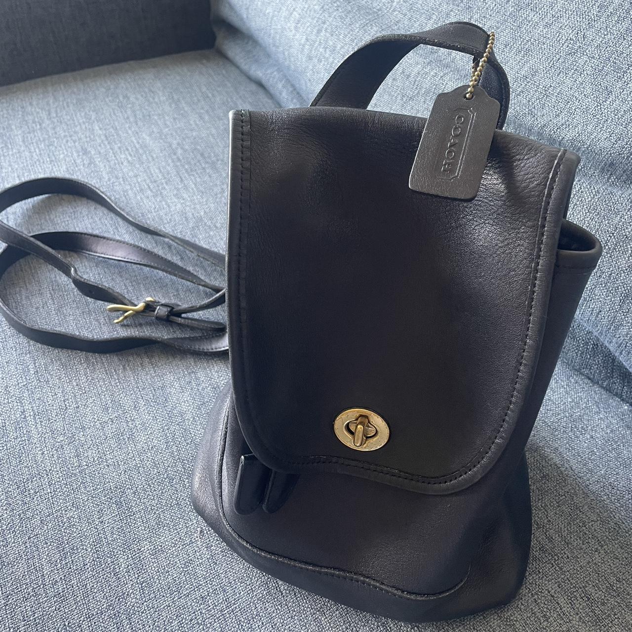 Coach mini vintage black leather backpack. lightly... - Depop