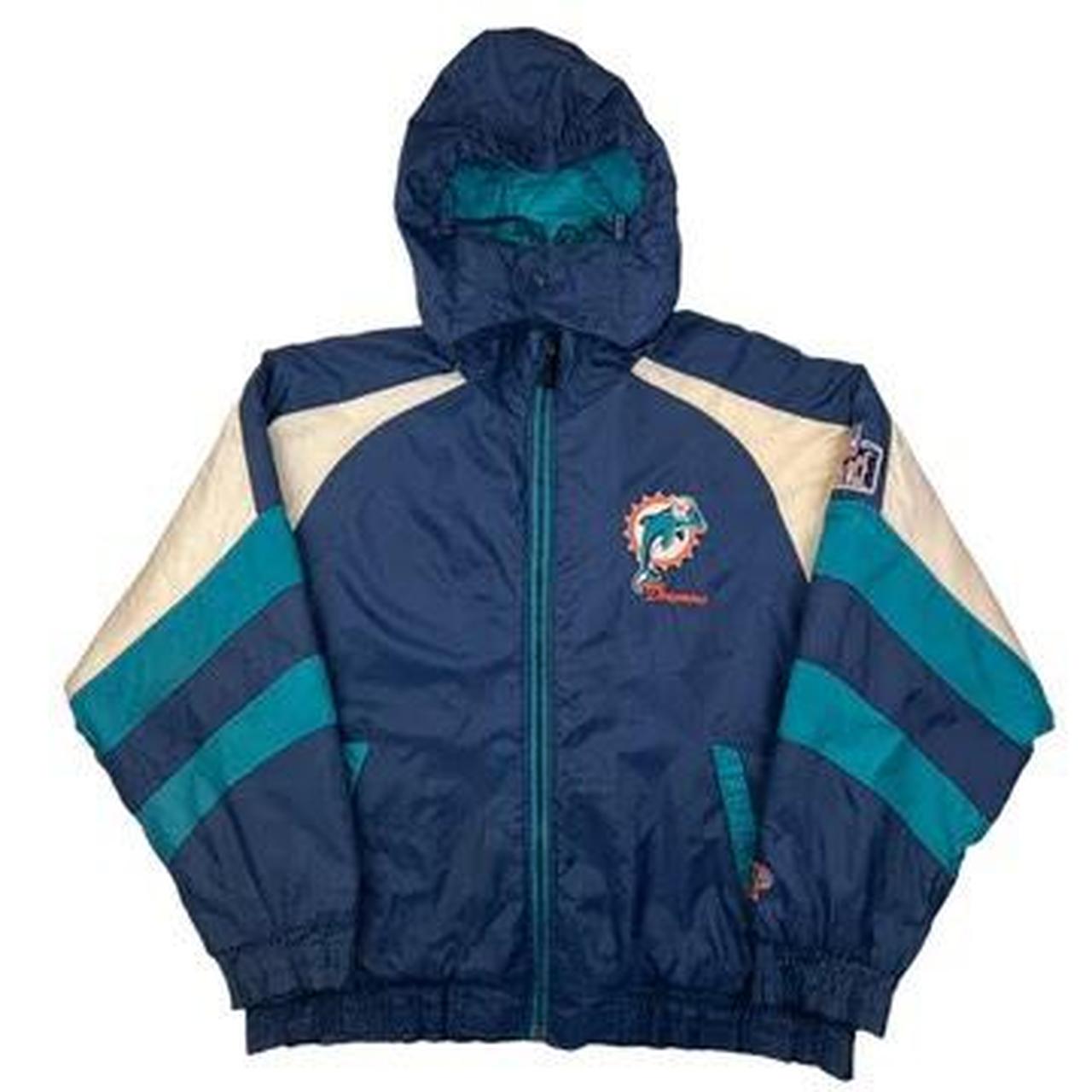 Miami Dolphins 90s Pro Player Jacket Blue Teal... - Depop