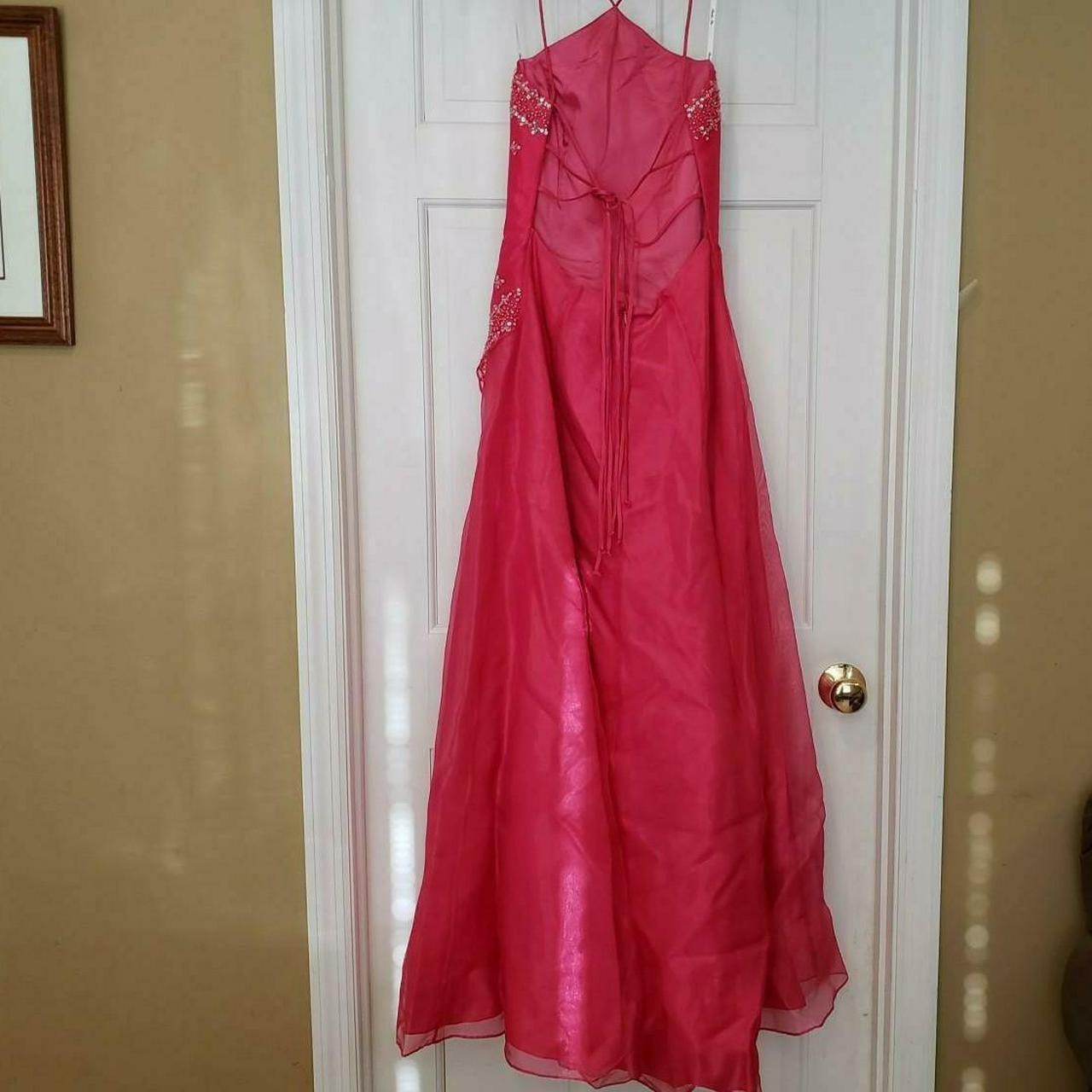 90s Y2K Hot Pink Silver Strappy Back Prom Homecoming... - Depop