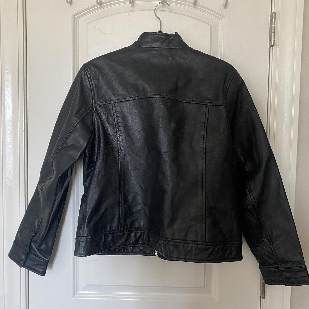 Leather jacket black 🖤 - old navy black leather... - Depop