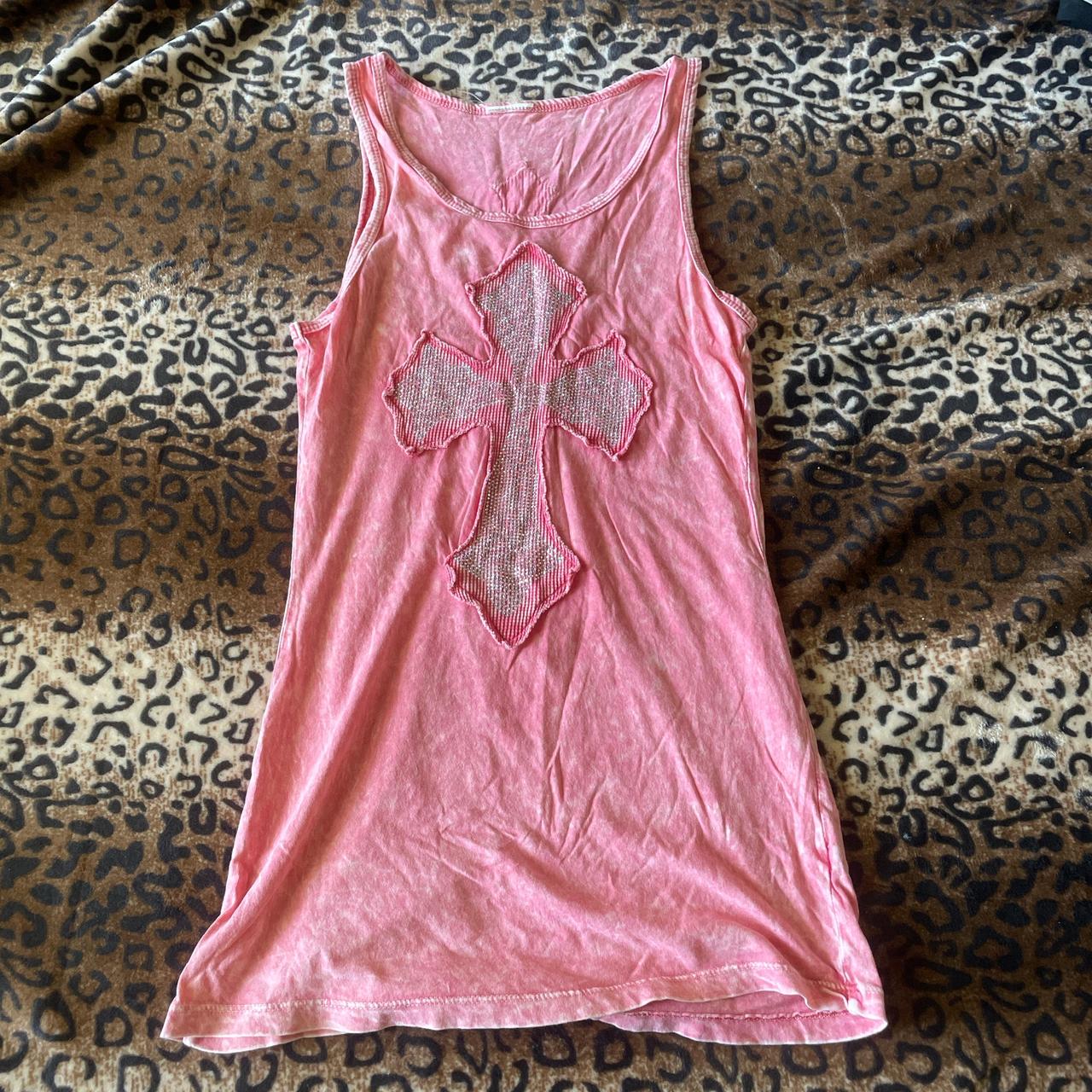Y2K RHINESTONE CROSS MCBLING TANK💋 No stains or... - Depop