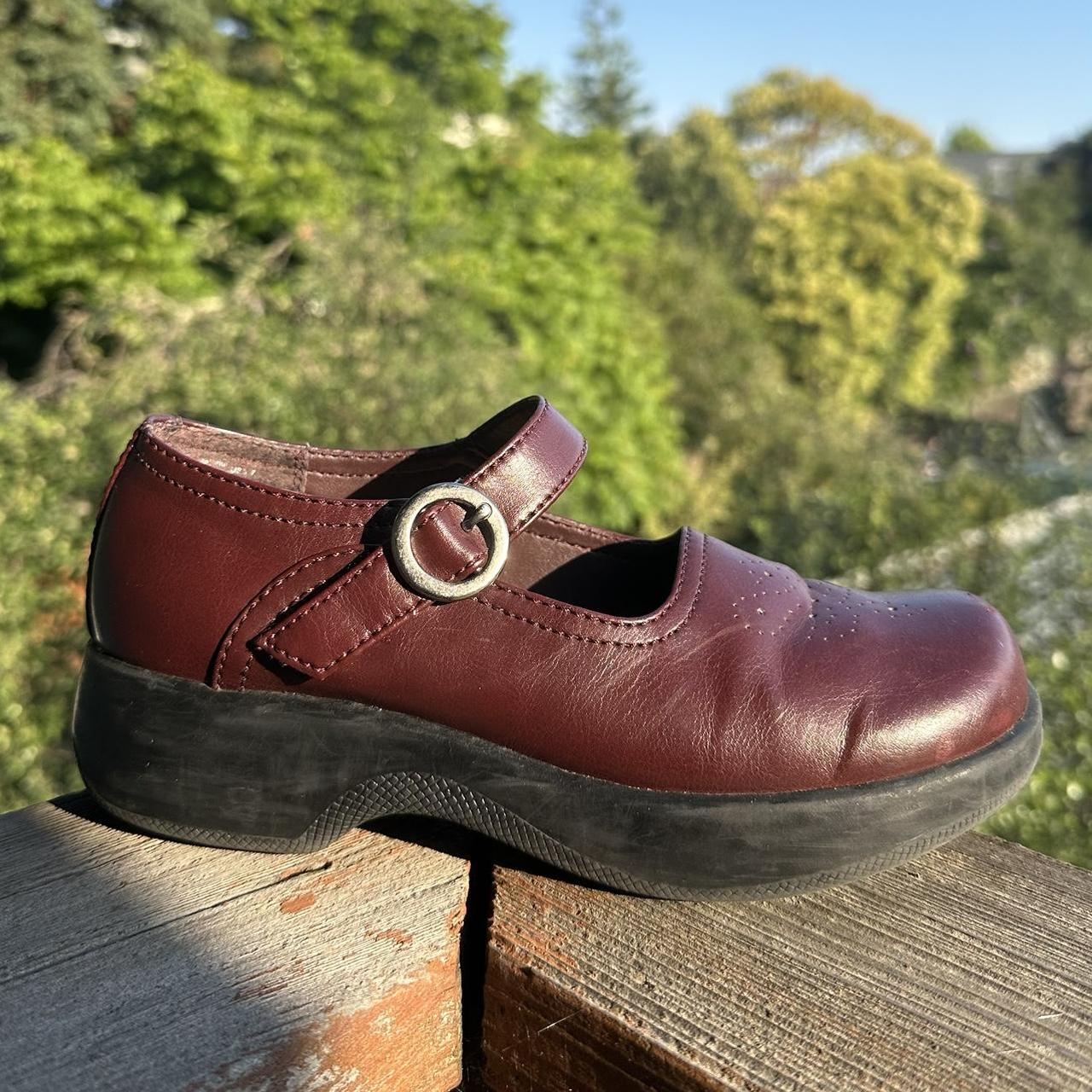 Burgundy Mary Jane buckle clogs •brand: lower east... - Depop
