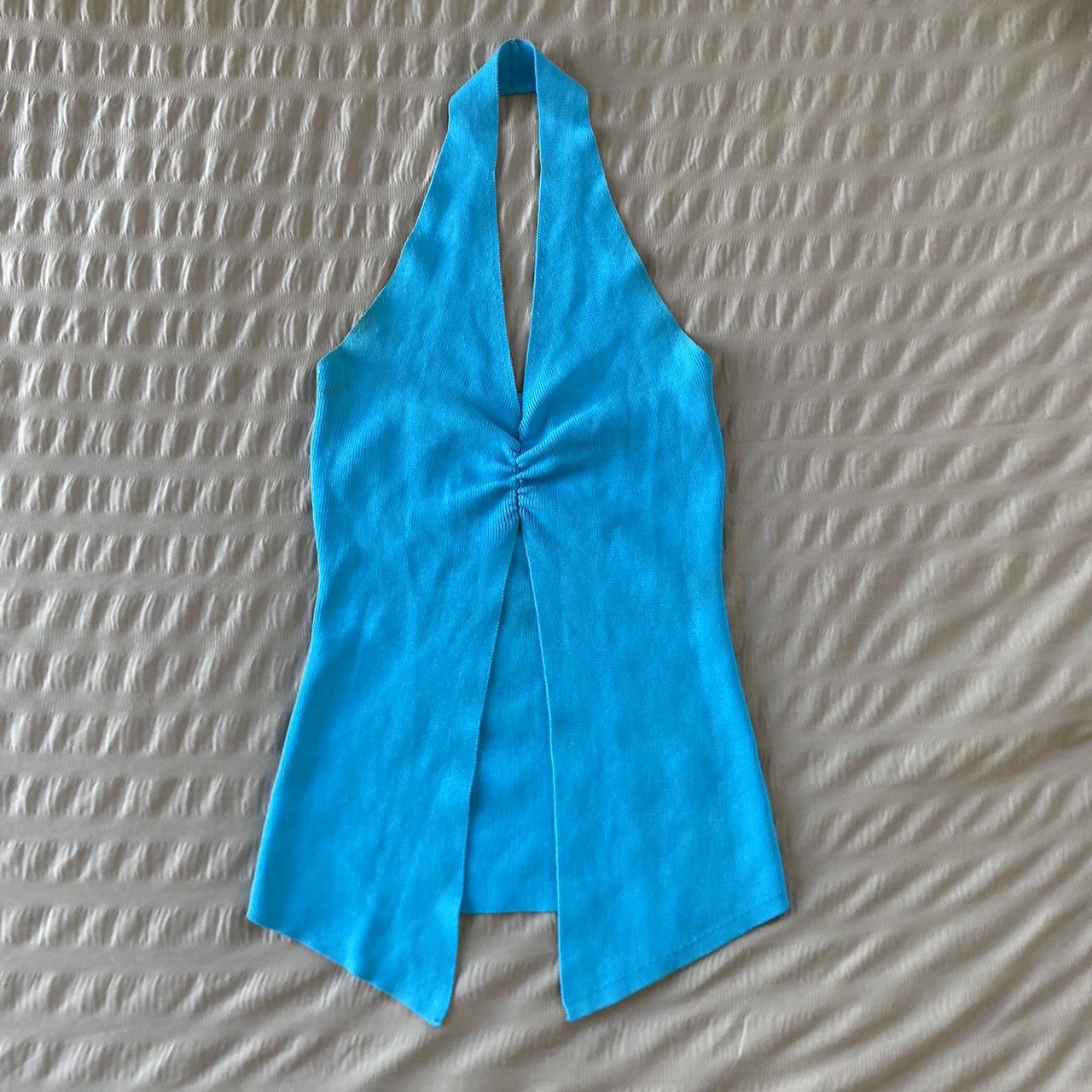glassons split front halter top 💙 size s, only worn... - Depop