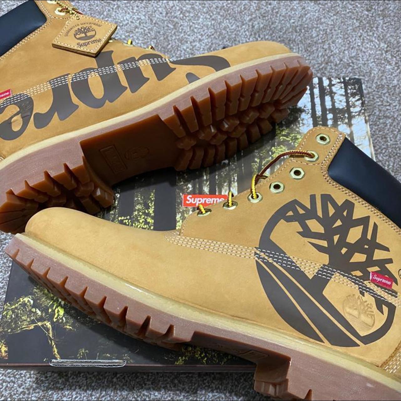 Supreme x Timberland Big Logo 6 inch Boot Wheat 10UK... - Depop