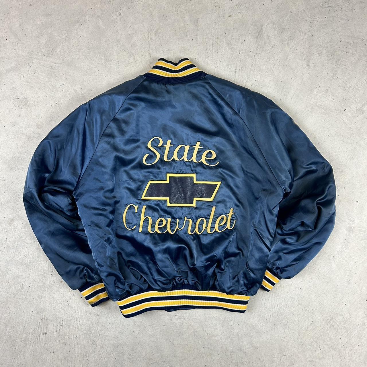 Vintage Chevrolet Satin Bomber Jacket Size: L Pit... | Depop