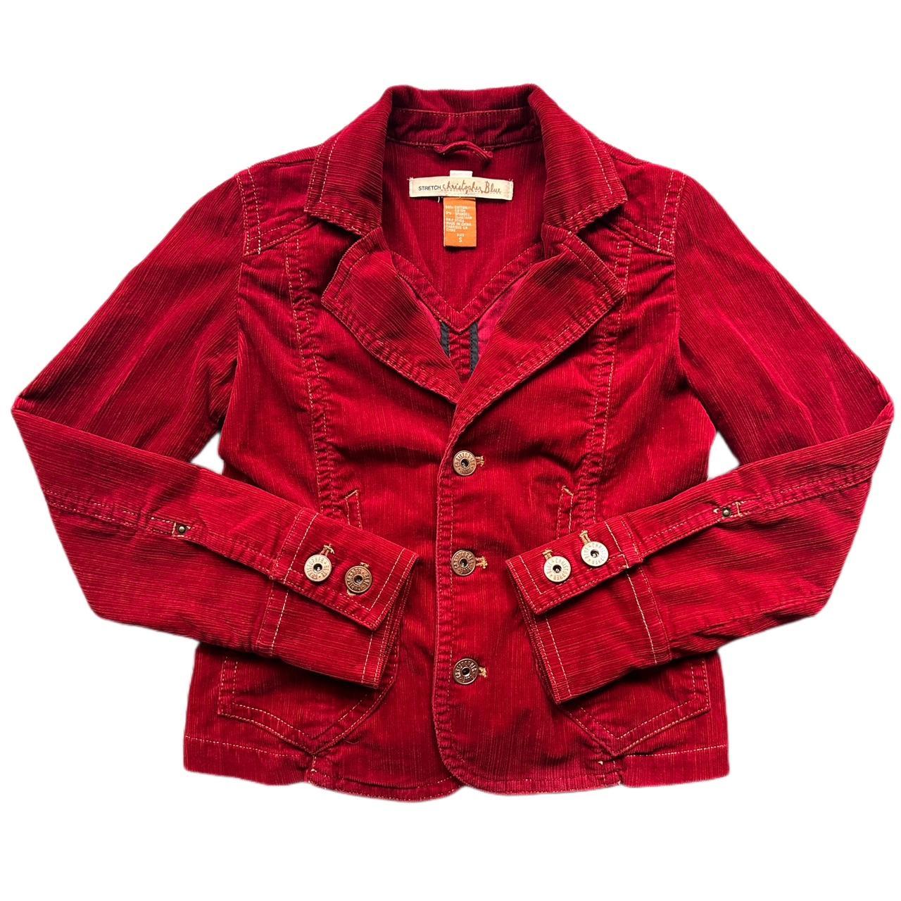 RED CORDUROY JACKET Christopher Blue red corduroy... - Depop
