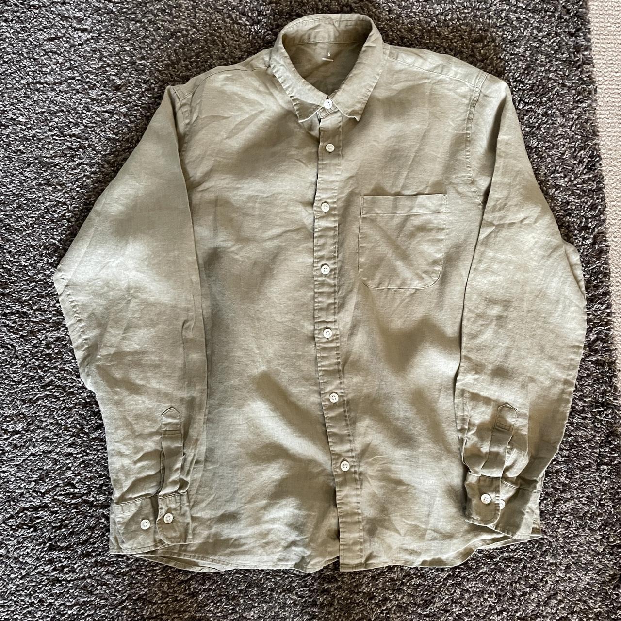 MUJI lightweight shirt in khaki green size small - Depop