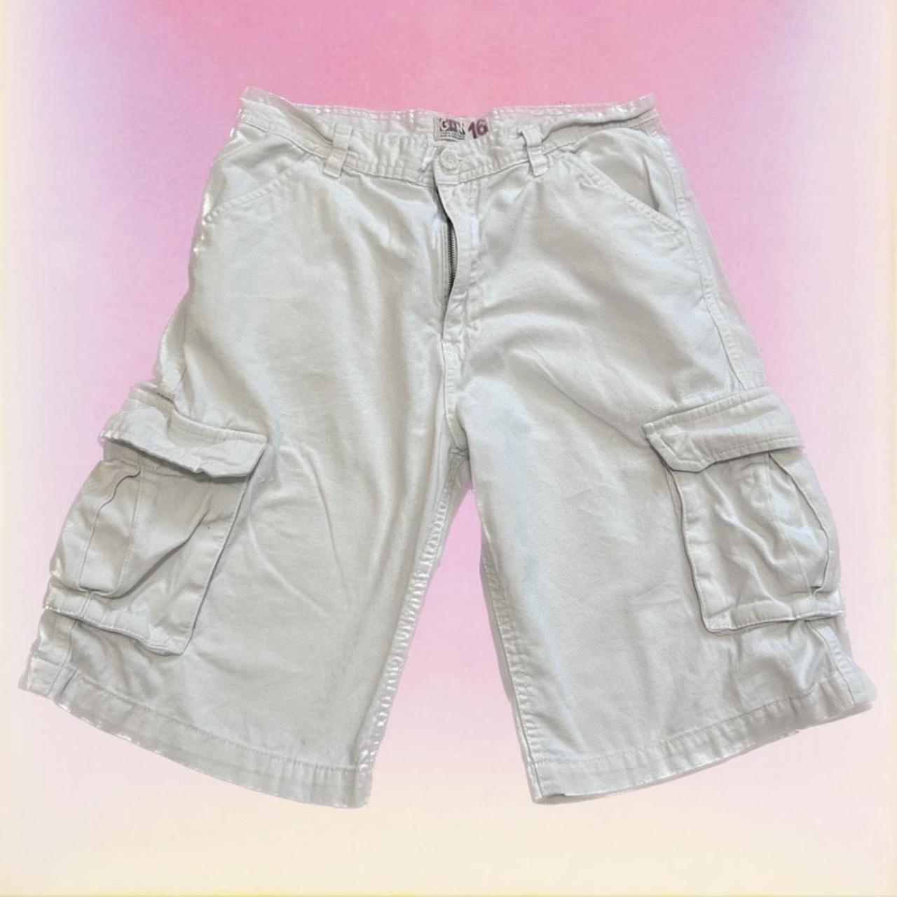 white cargo jorts ★ size : 16 minor stains shown in pic - Depop