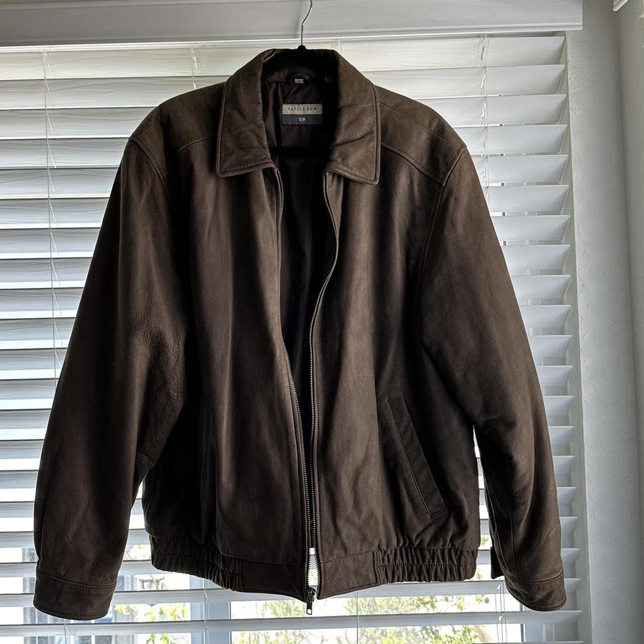 Brown leather thrifted jacket Size large - Depop