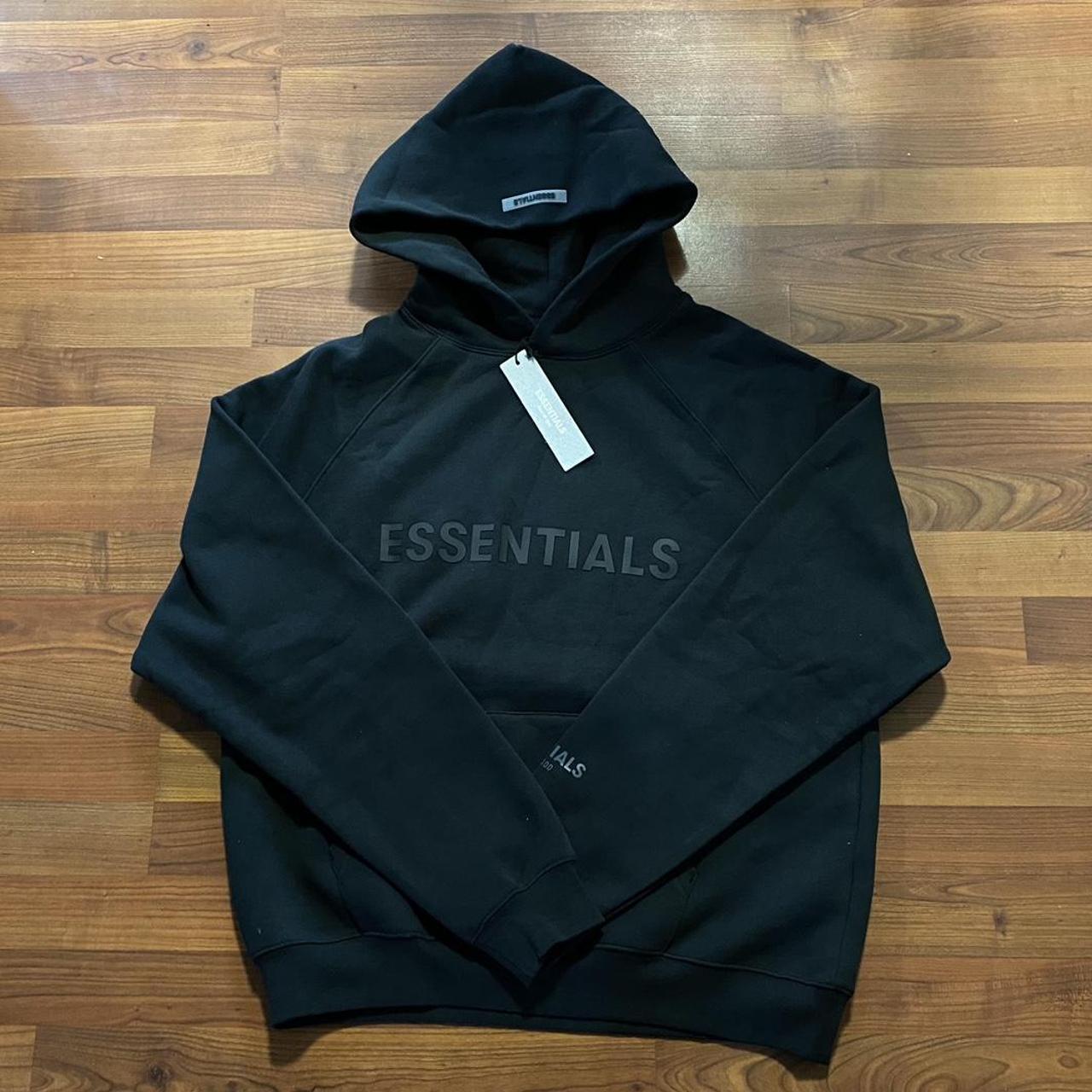 Essentials Men's Black Hoodie | Depop