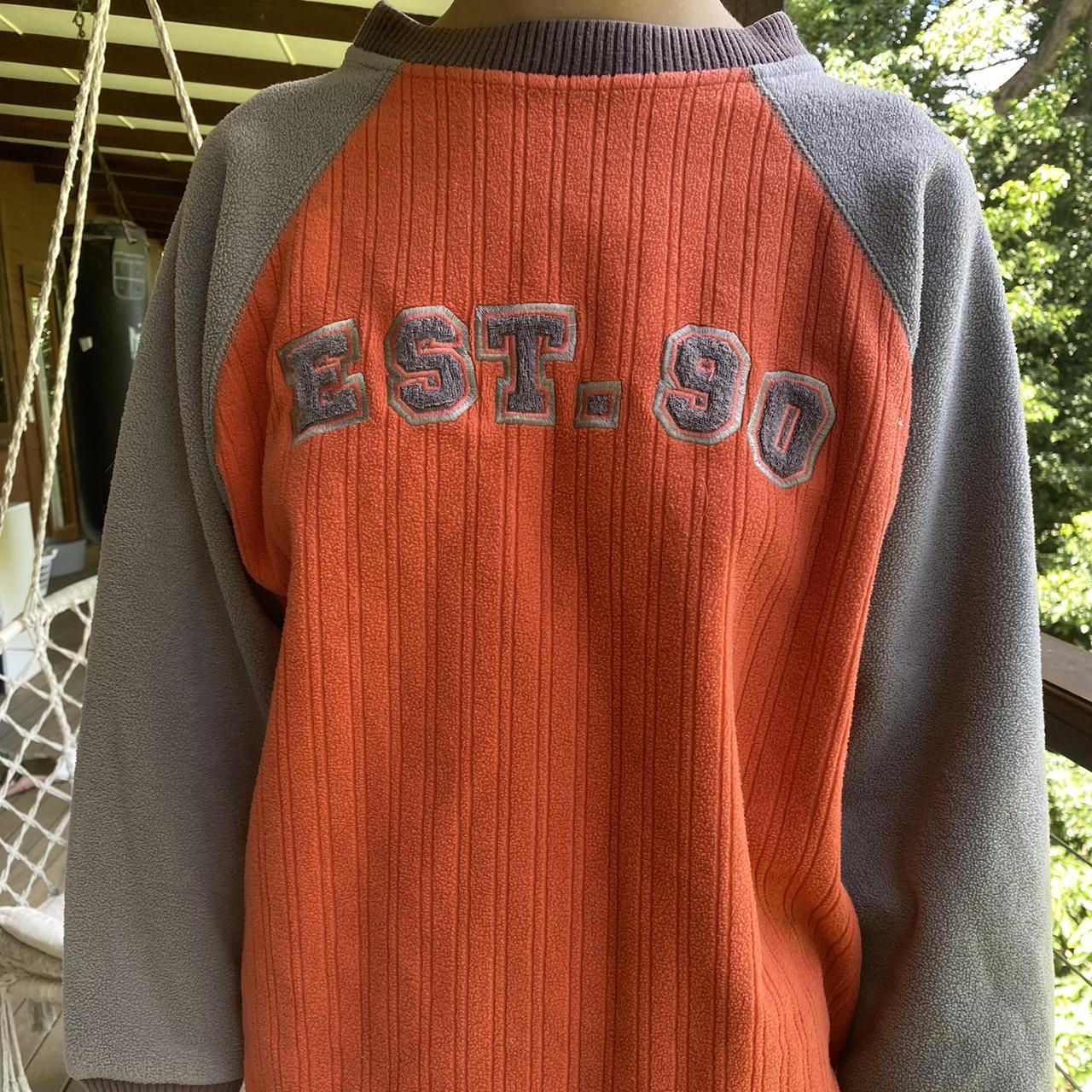 Cute unisex est.90 urban orange and grey sweater... - Depop