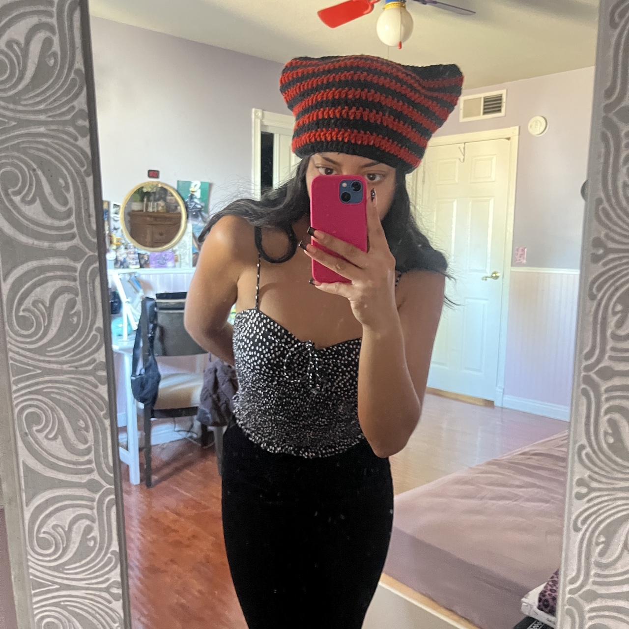 Handmade crochet devil beanie 🖤 - Depop