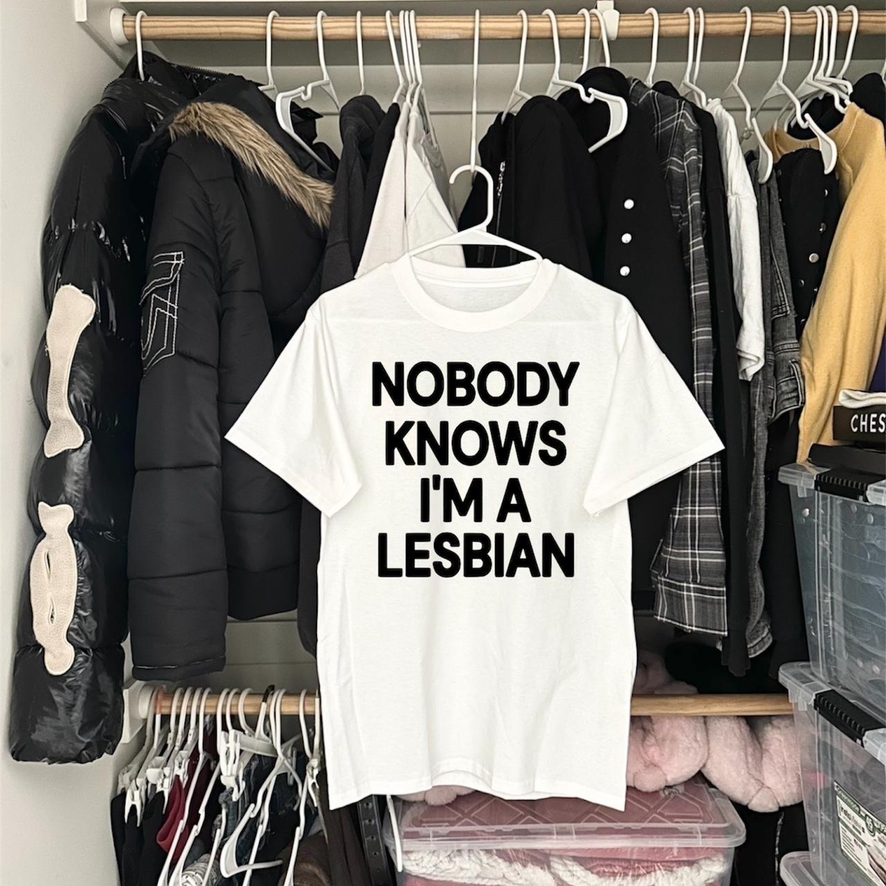 Grunge Y2K NOBODY KNOWS I’M A LESBIAN graphic tee... | Depop