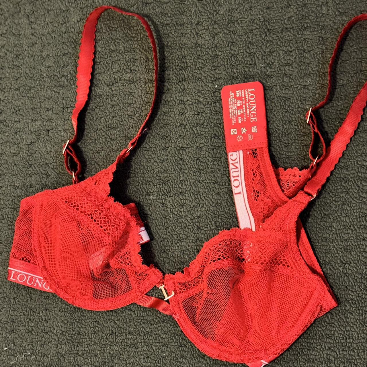 lounge red liberty bra size AU 12B worn once - Depop