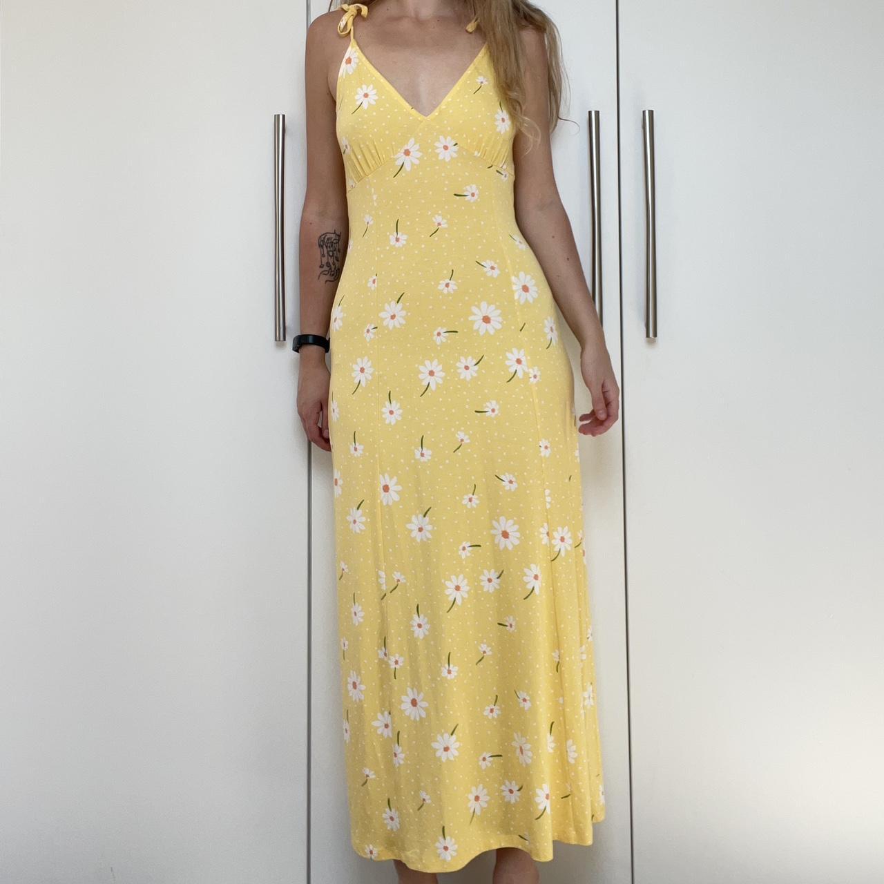 Asos yellow dress with white floral pattern 💫 Shown... - Depop