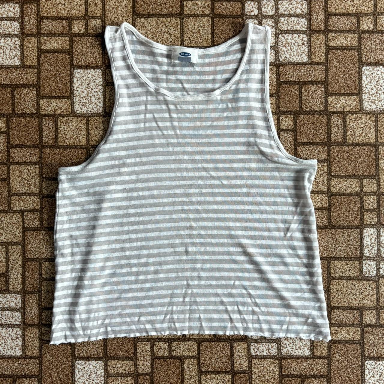 White striped mesh high neck tank Dm for measurements | Depop