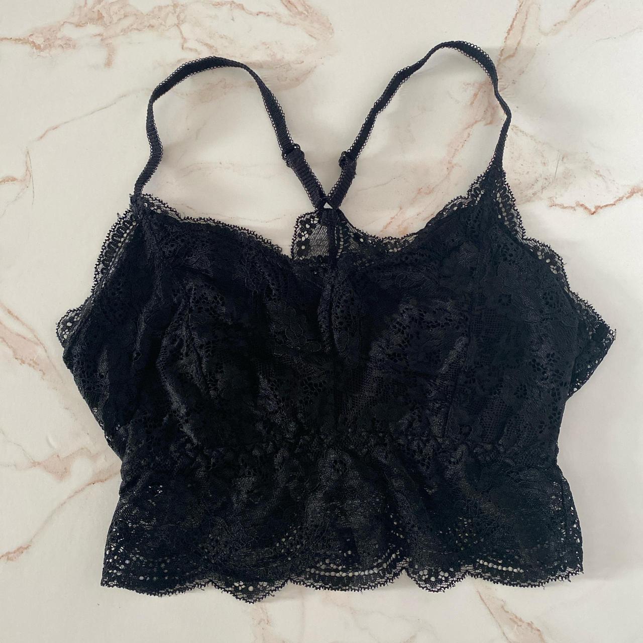 Black lace bralette worn once #lacetop... | Depop