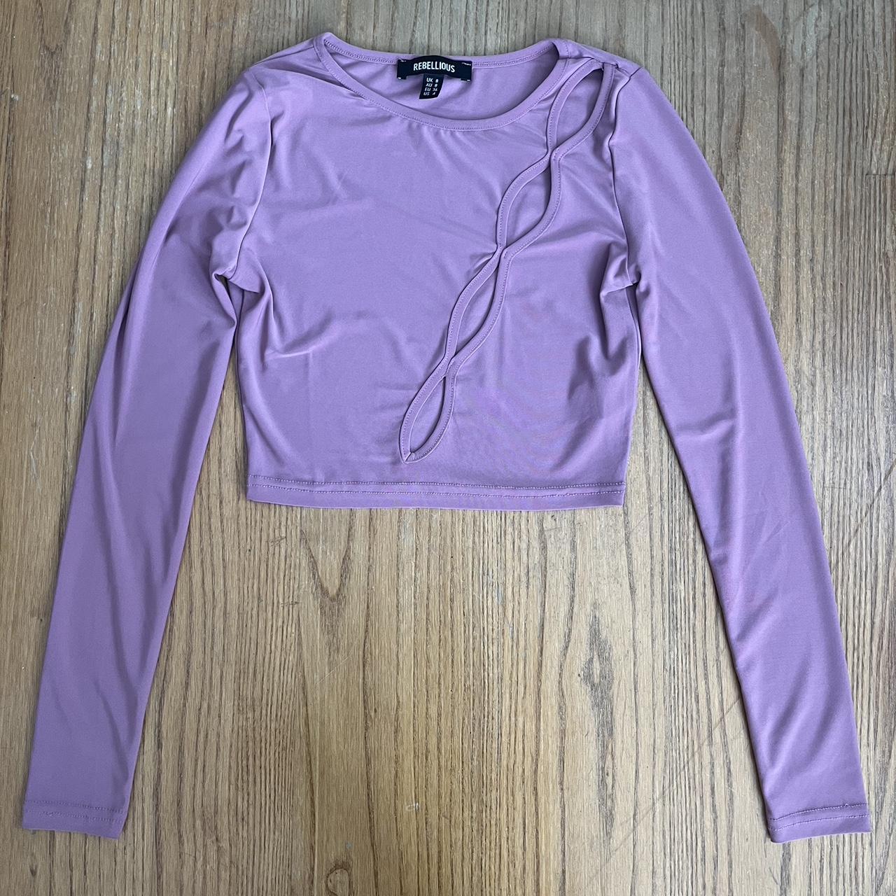 long sleeve pink going out top size small/4 super... - Depop