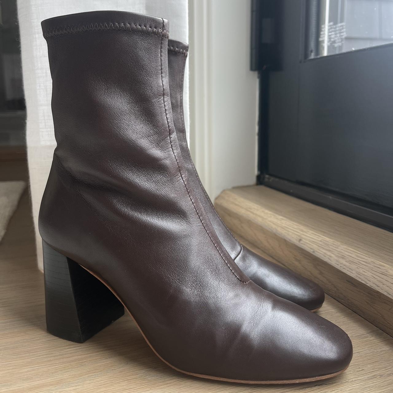5.5 Brown Leather Loeffler Randall sock boot.... - Depop