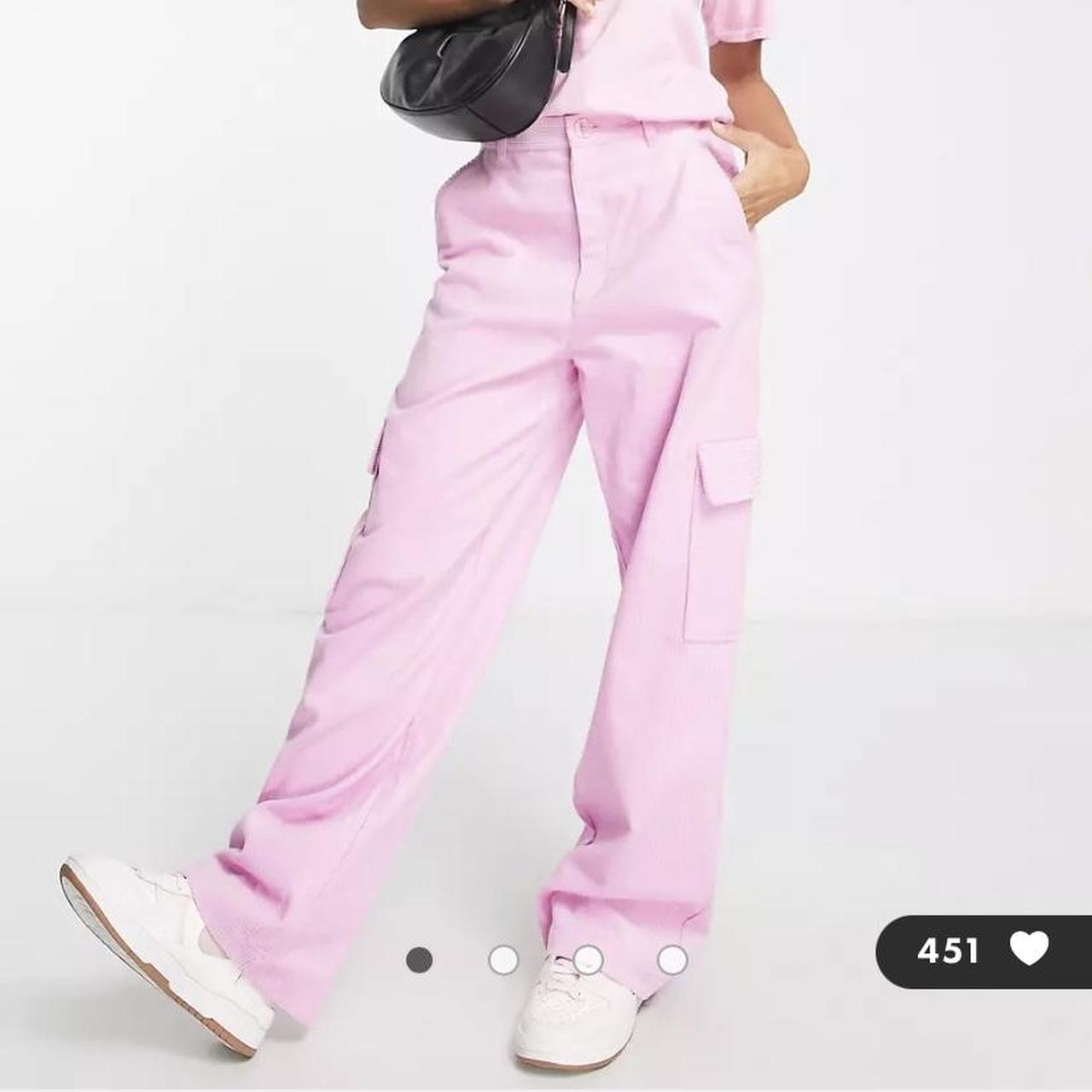 Monki Women's Pink Trousers | Depop