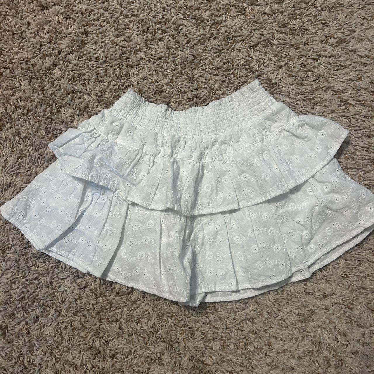 Subdued white mini low rise ruffle skirt. Size... | Depop