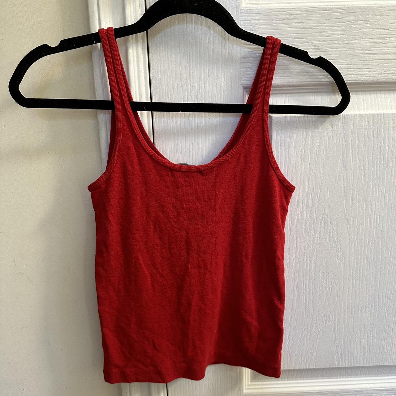 Brandy Melville red button up tank top Fit:... - Depop
