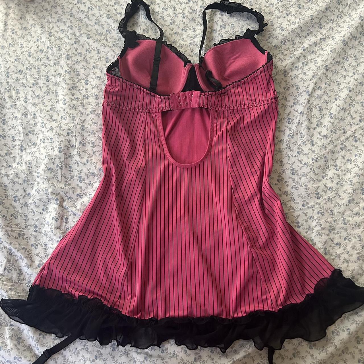 native inmates pink and black striped lingerie... - Depop