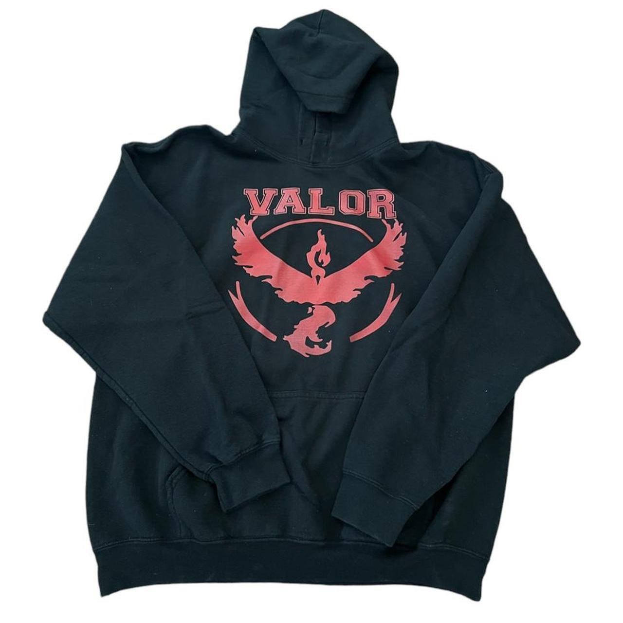 pokemon gildan team valor black and red hoodie, good... - Depop