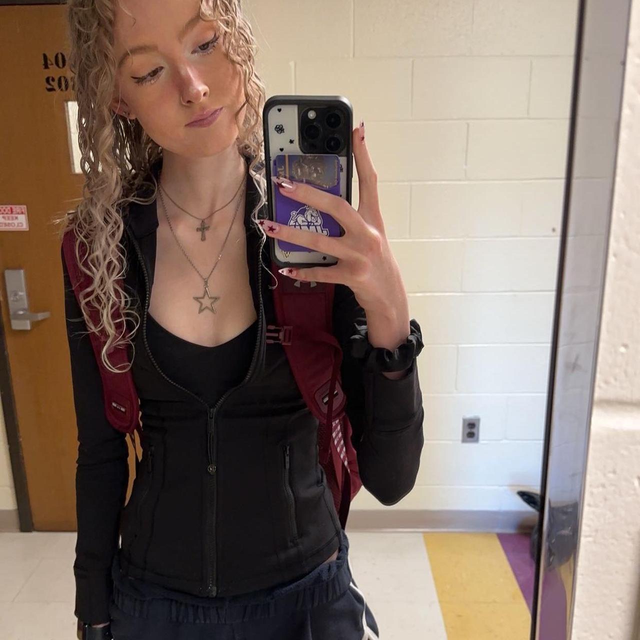 lululemon black align tank size 0 second slide is... | Depop