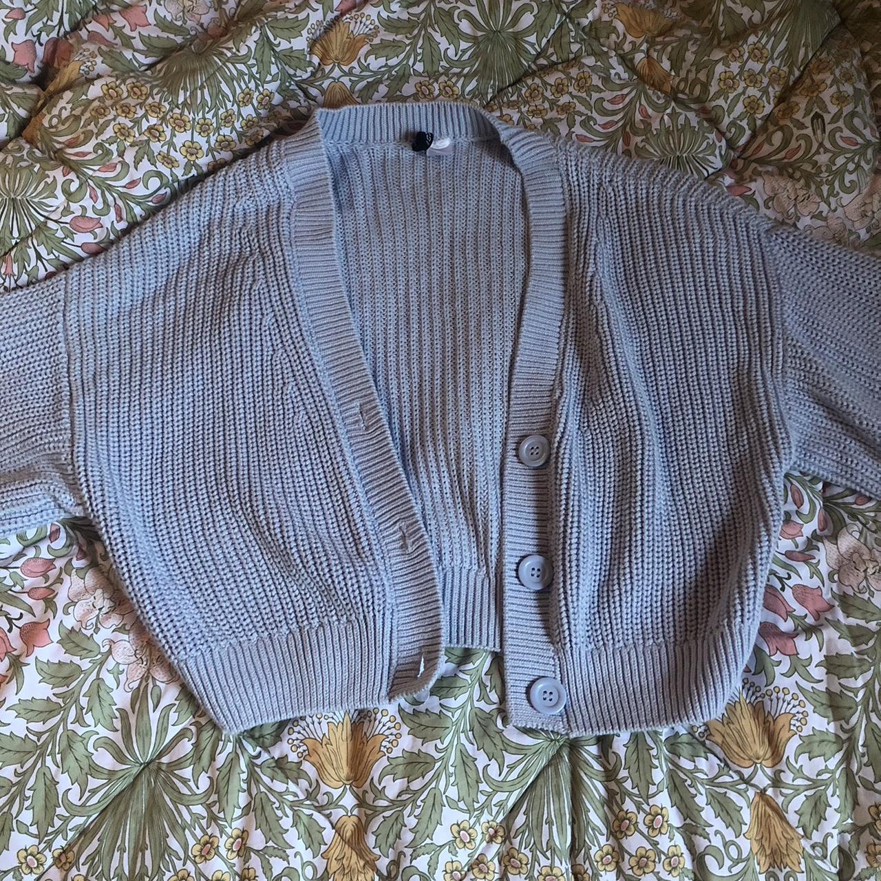 light blue cropped sweater/cardigan - Depop