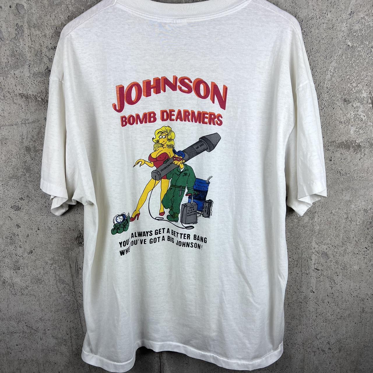 Vintage 90s humor Johnson tee XL Single stitch... - Depop
